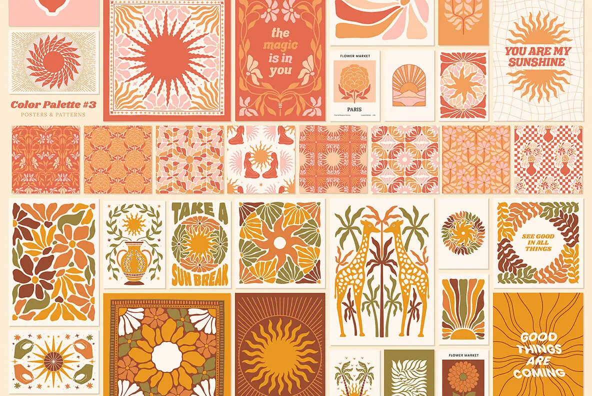 Groovy Posters Patterns Bundle Graphics - YouWorkForThem