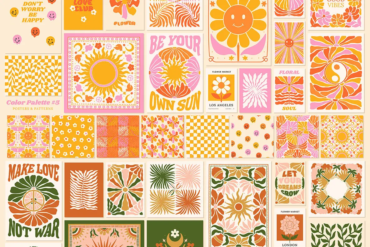 Groovy Posters Patterns Bundle Graphics - YouWorkForThem