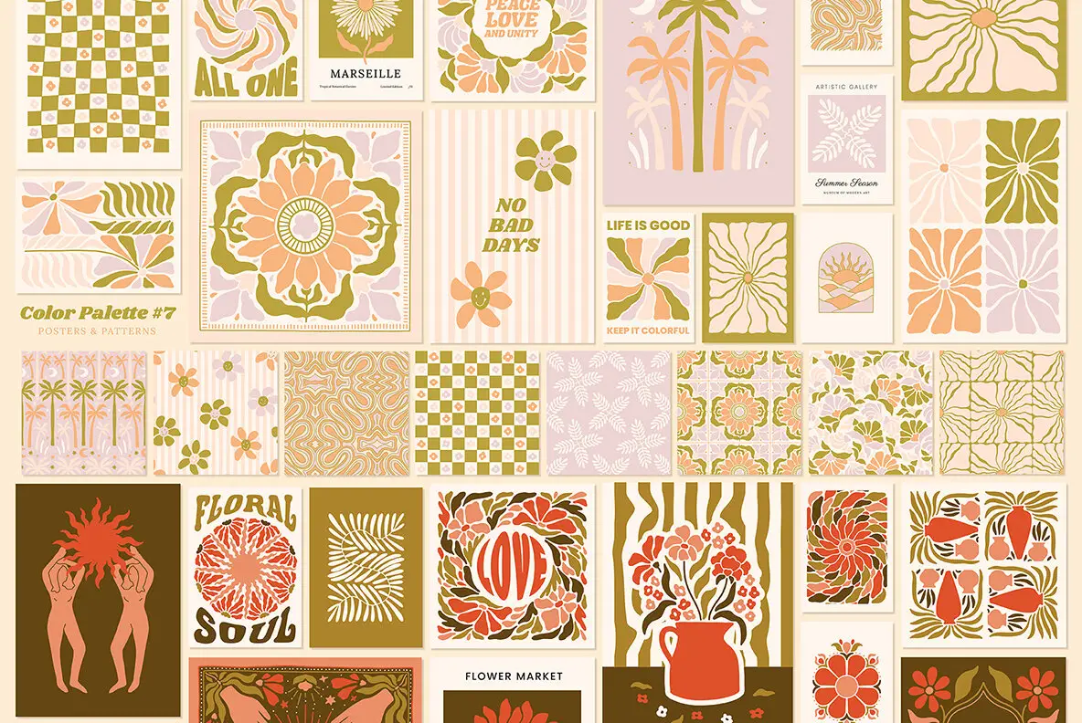 Groovy Posters Patterns Bundle Graphics - YouWorkForThem