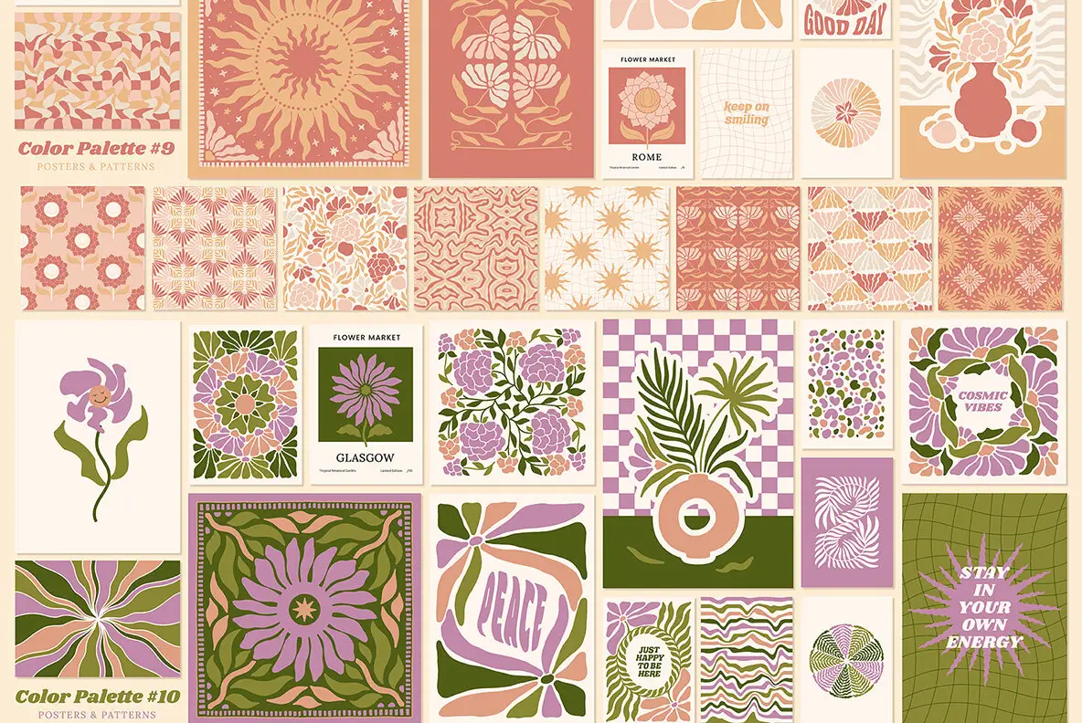 Groovy Posters Patterns Bundle Graphics - YouWorkForThem