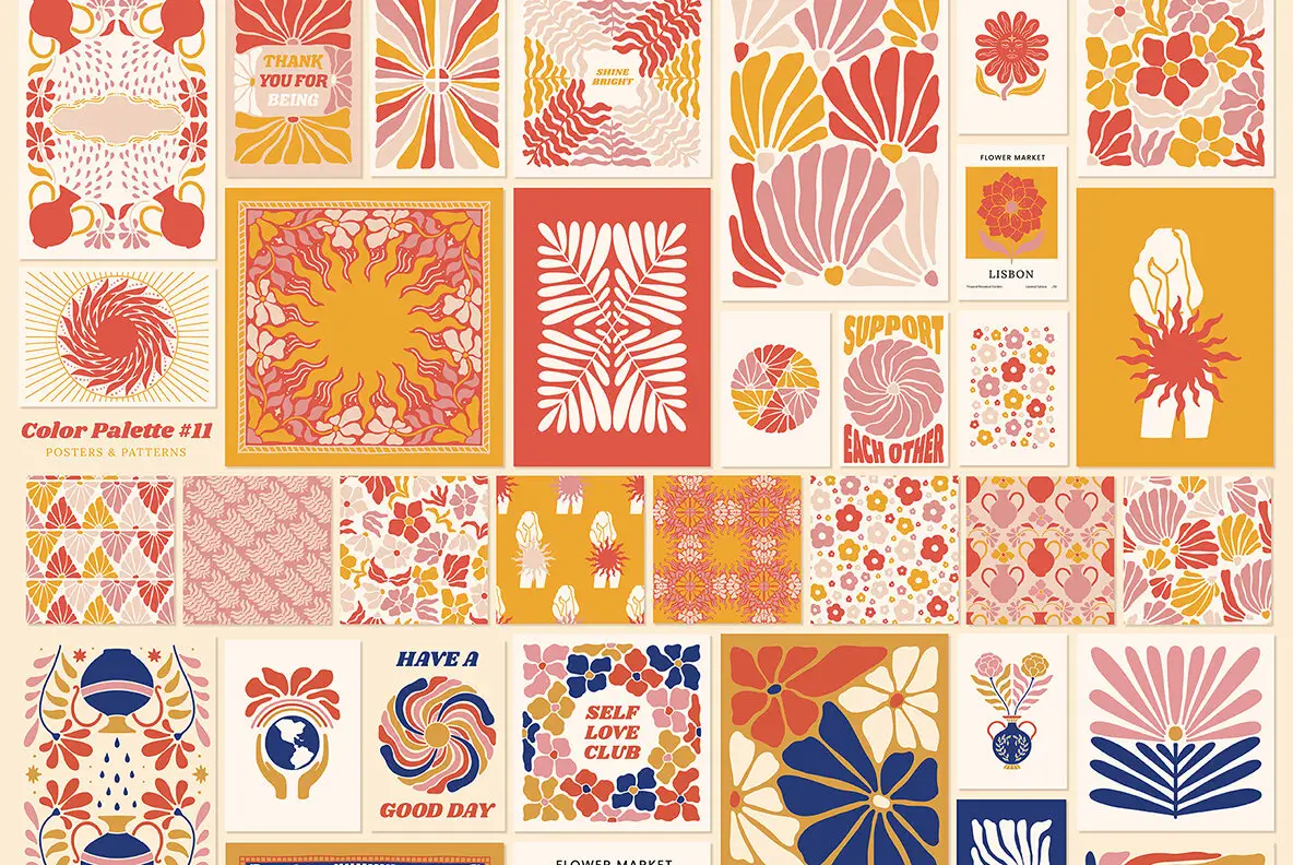 Groovy Posters Patterns Bundle Graphics - YouWorkForThem