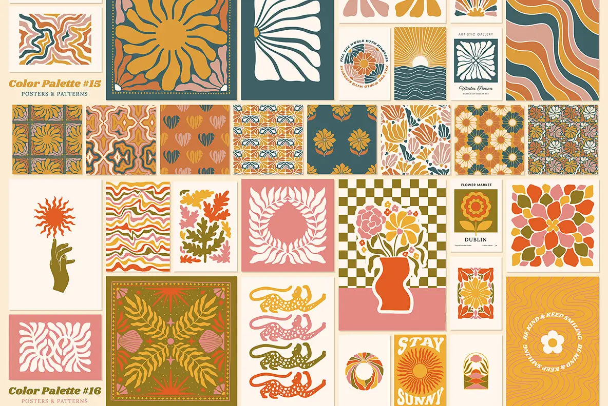 Groovy Posters Patterns Bundle Graphics - YouWorkForThem