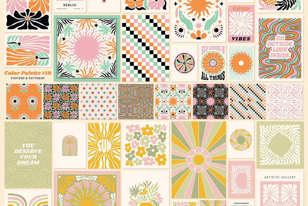 Groovy Posters Patterns Bundle Graphics - YouWorkForThem