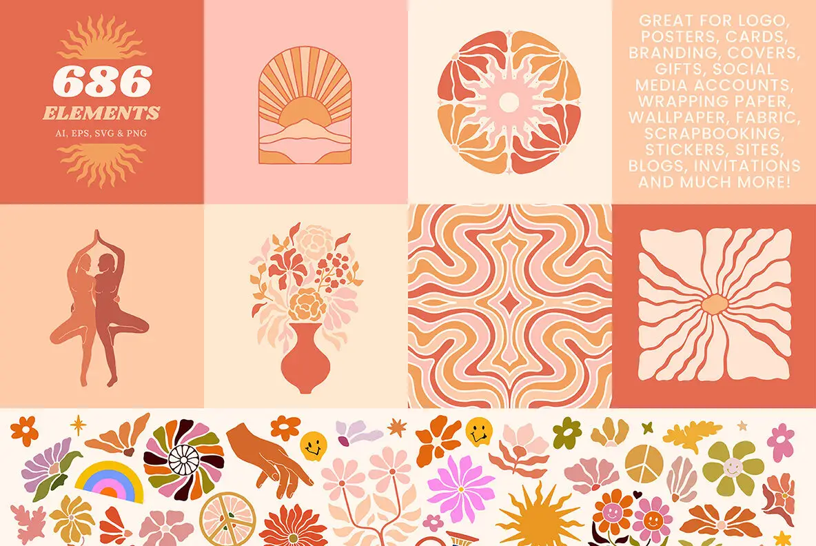 Groovy Posters Patterns Bundle Graphics - YouWorkForThem
