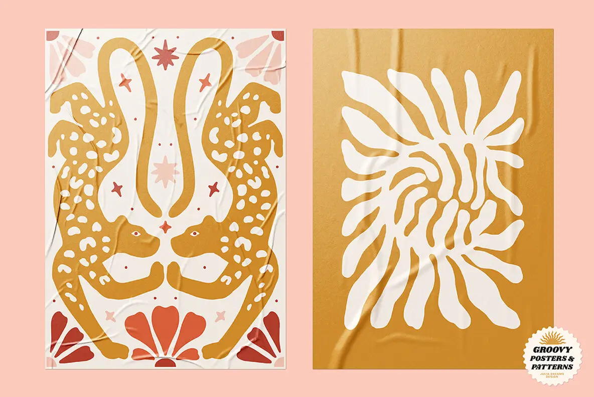 Groovy Posters Patterns Bundle Illustrations - YouWorkForThem