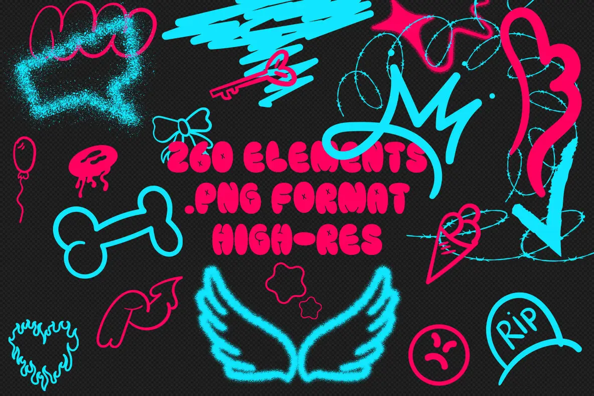 Graffiti Toolkit - 260 Hand Drawn Graphics Graphics - YouWorkForThem