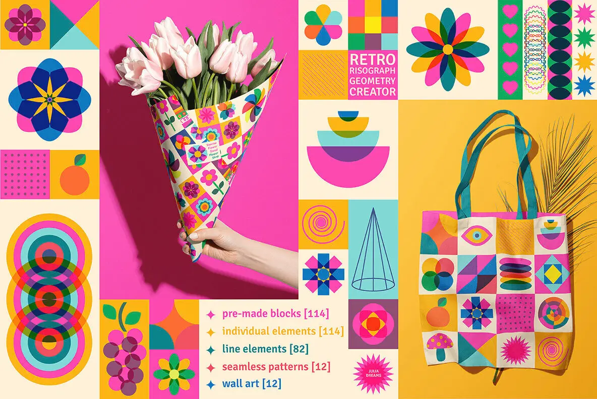 Retro Risograph Geometry Creator Graphics - YouWorkForThem