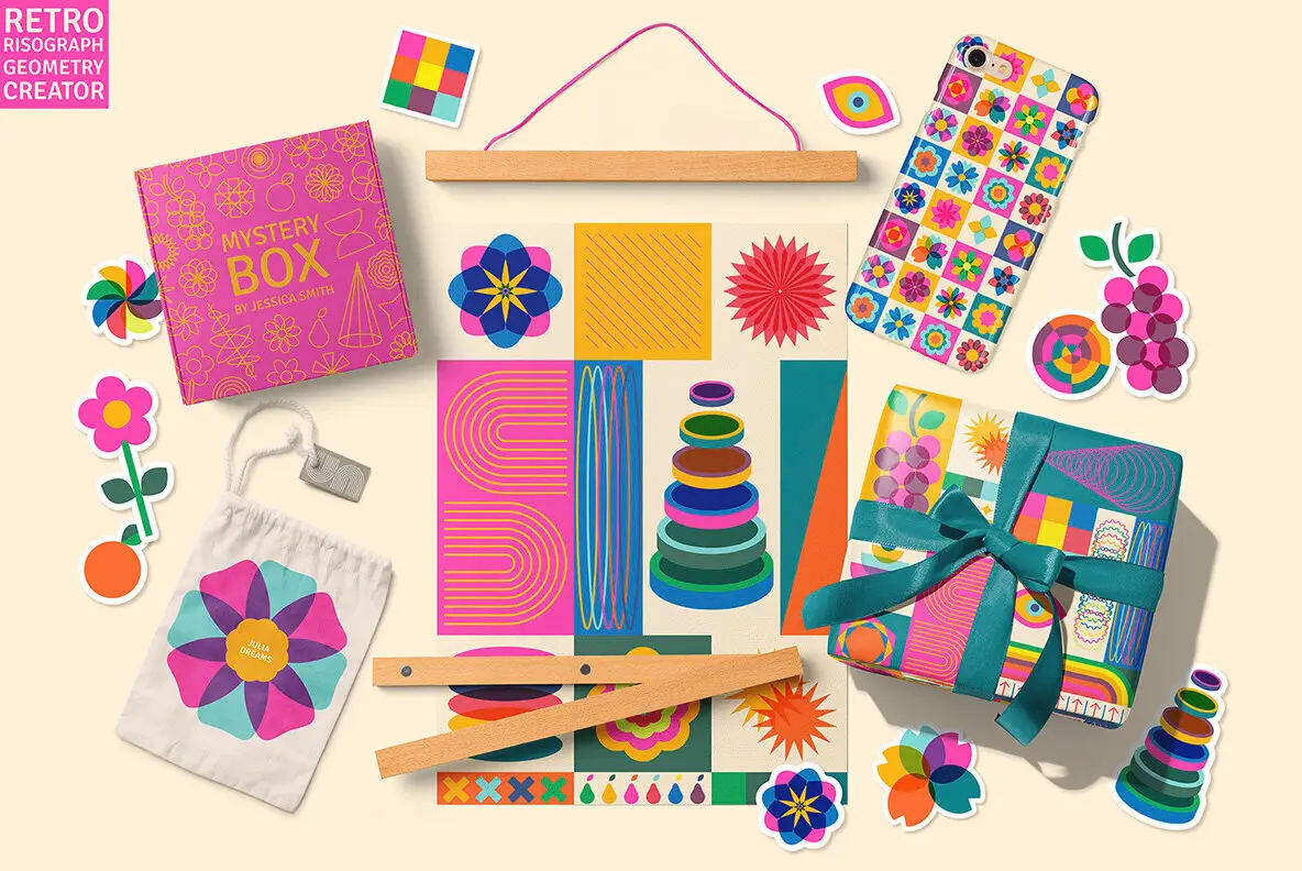 Retro Risograph Geometry Creator Graphics - YouWorkForThem