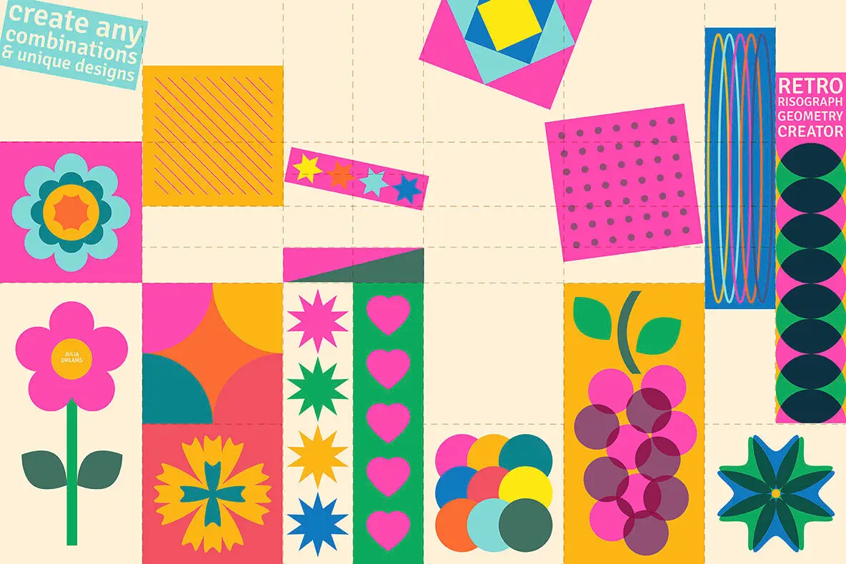 Retro Risograph Geometry Creator Graphics - YouWorkForThem