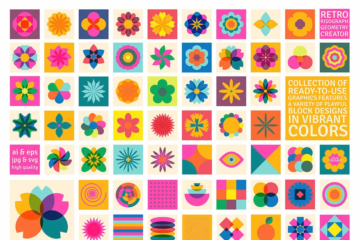 Retro Risograph Geometry Creator Graphics - YouWorkForThem