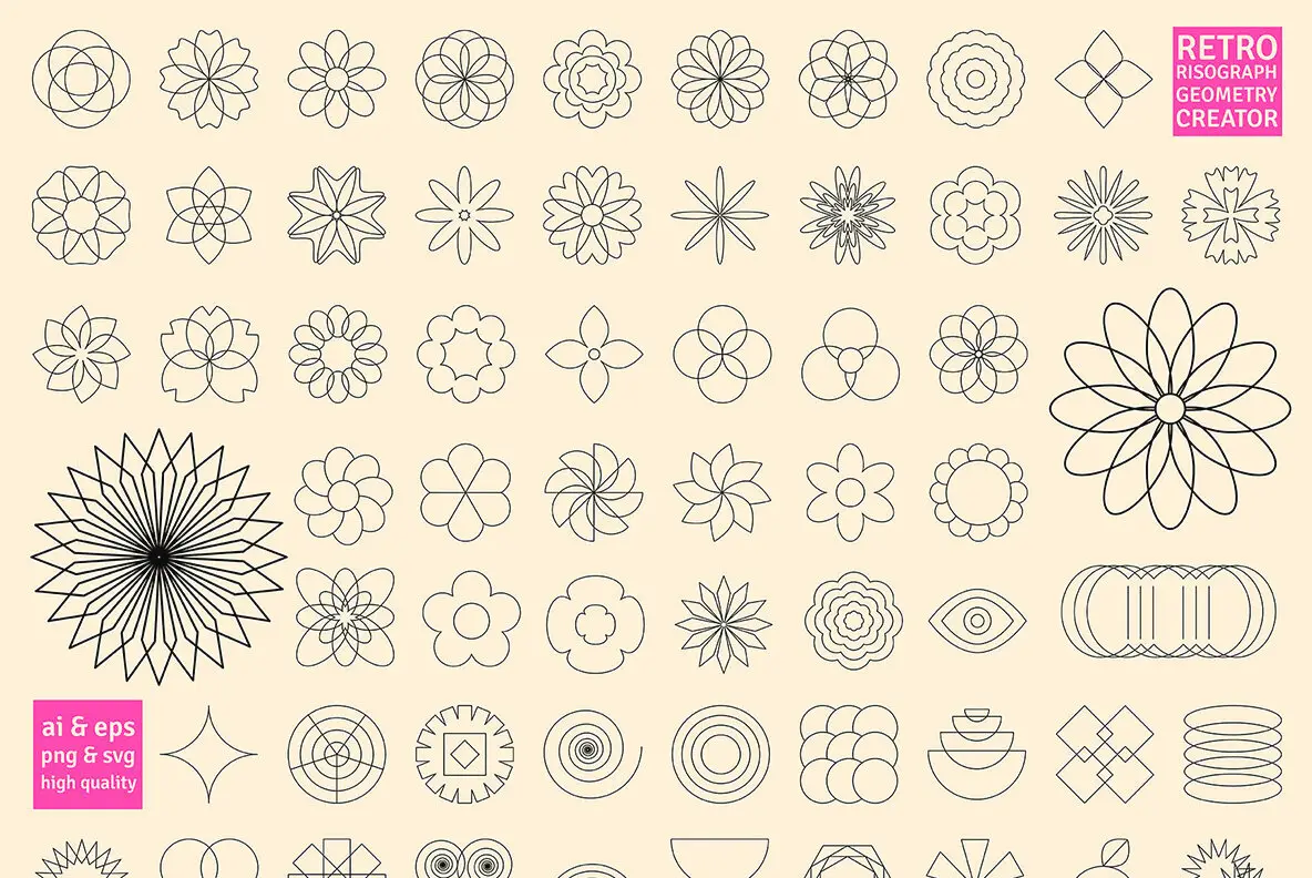 Retro Risograph Geometry Creator Graphics - YouWorkForThem