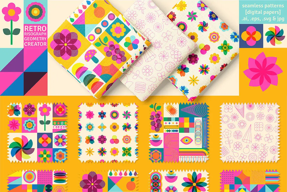 Retro Risograph Geometry Creator Graphics - YouWorkForThem