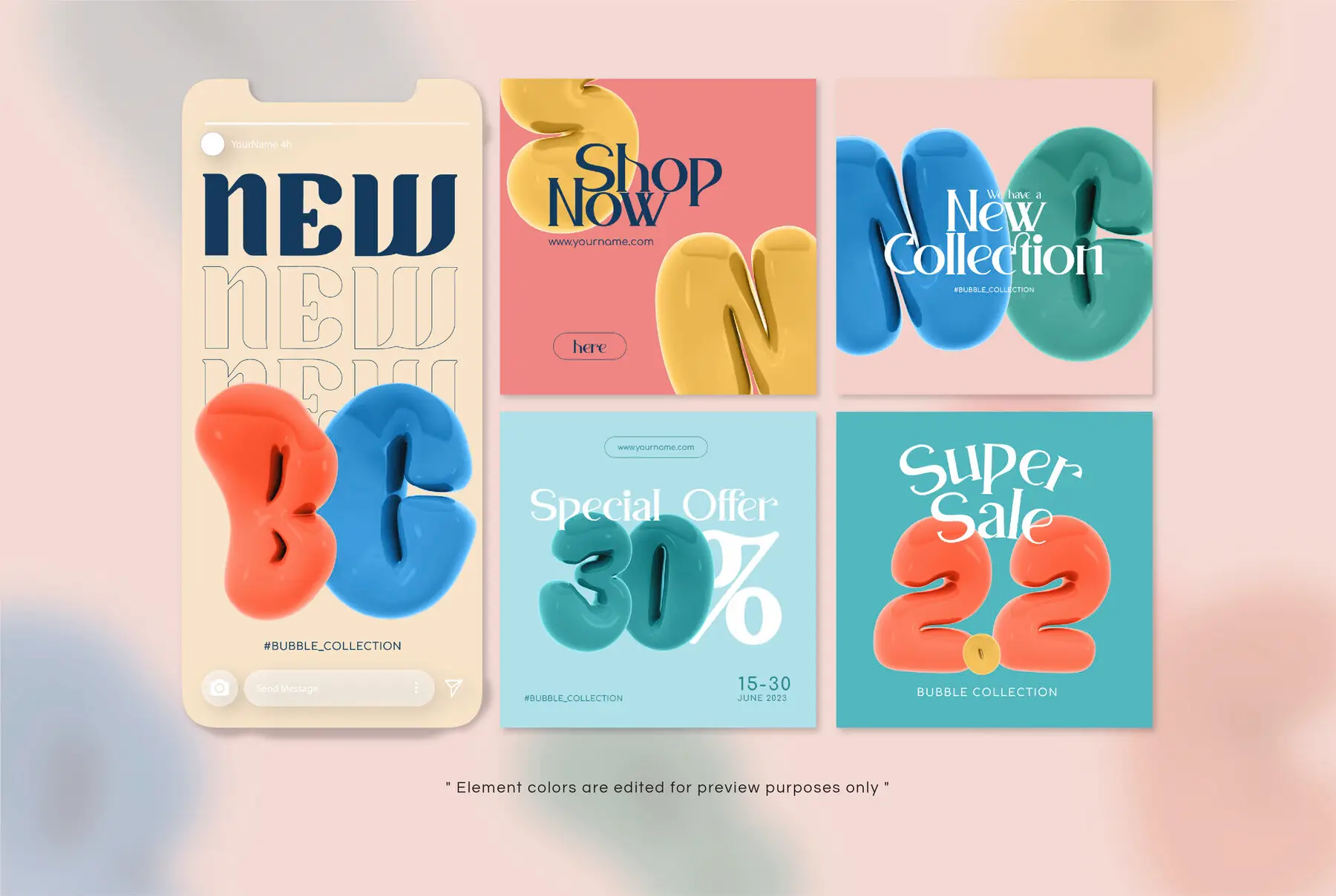 Bubble typography elements Graphics - YouWorkForThem