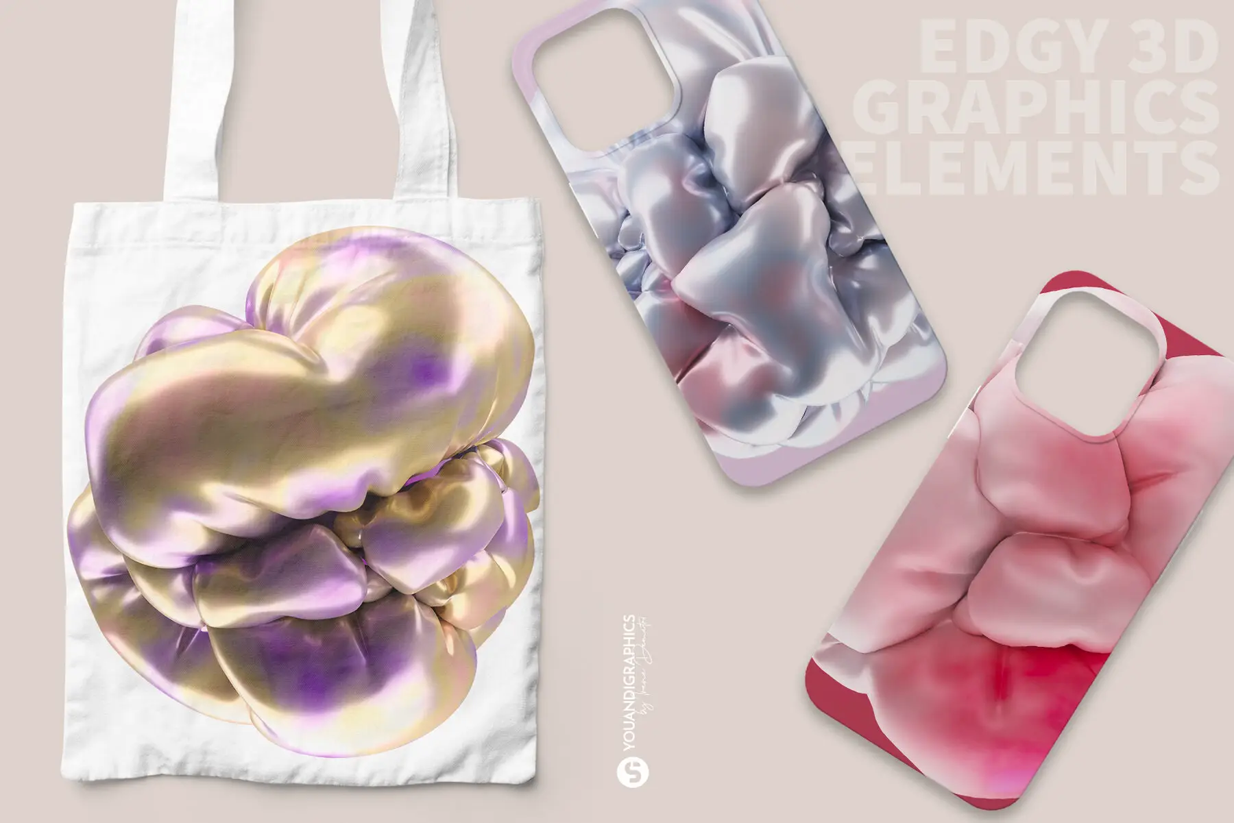 Abstract Inflated 3D Objects Graphics - YouWorkForThem