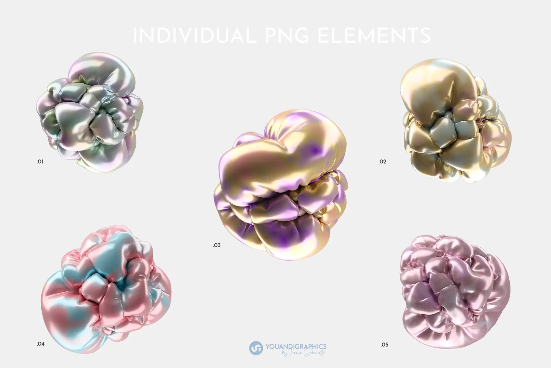 Abstract Inflated 3D Objects Graphics - YouWorkForThem