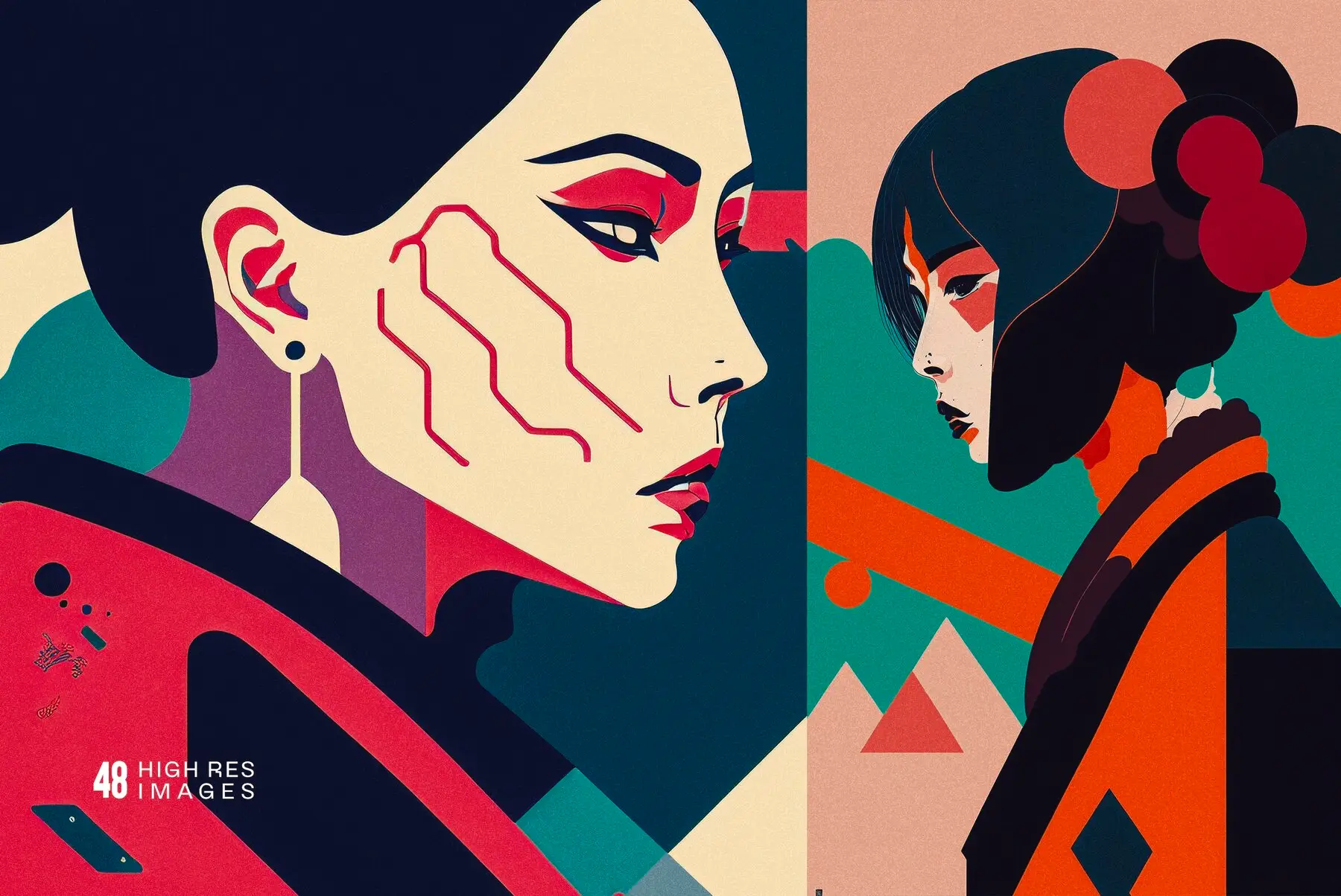 Geometric Anime Portraits: Explore a Cyberpunk-Retro Fusion in Your ...