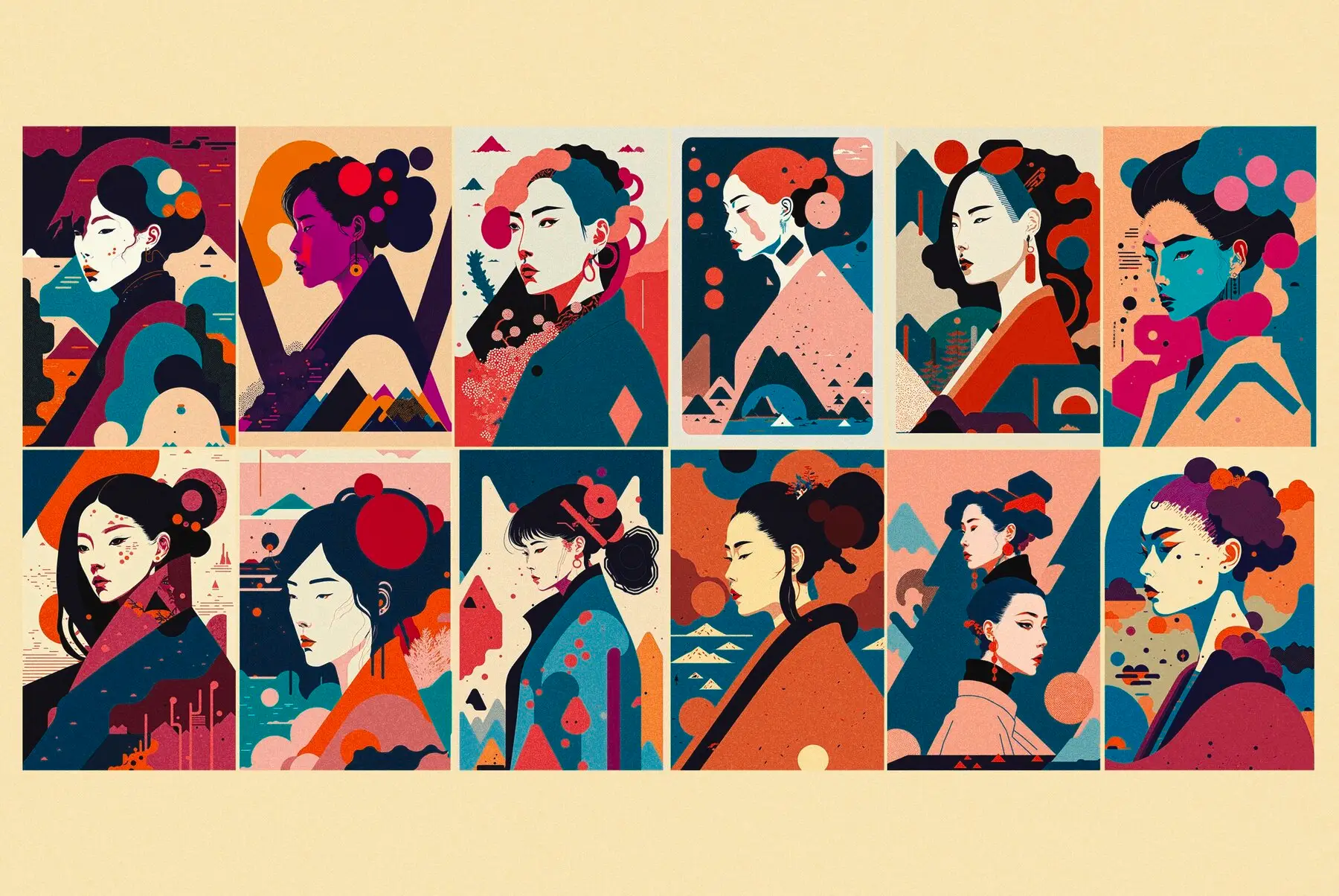 Geometric Anime Portraits: Explore a Cyberpunk-Retro Fusion in Your ...