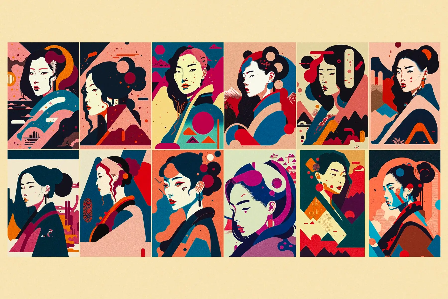 Geometric Anime Portraits: Explore a Cyberpunk-Retro Fusion in Your ...