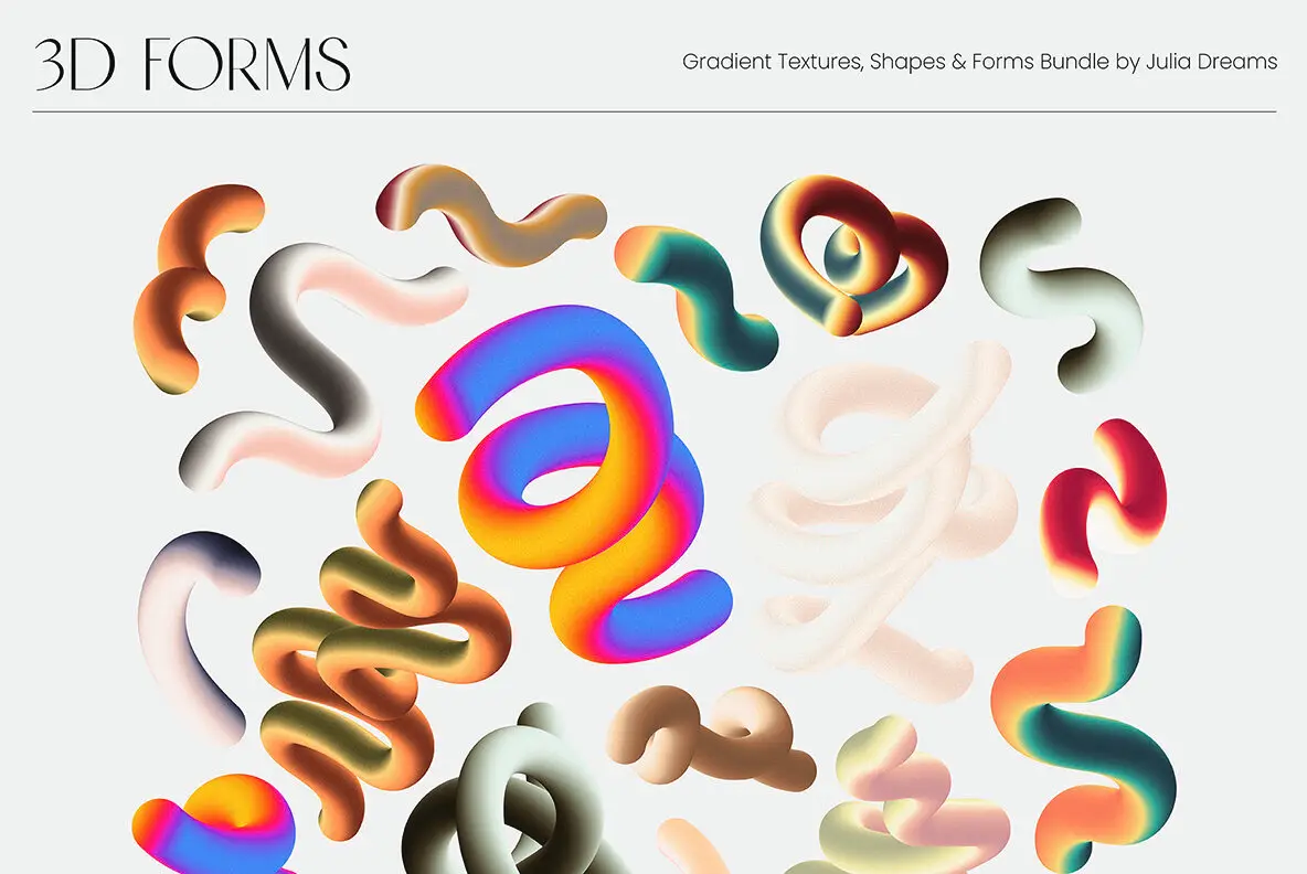 Gradient Textures Shapes - 3D Objects Letters Graphics - YouWorkForThem