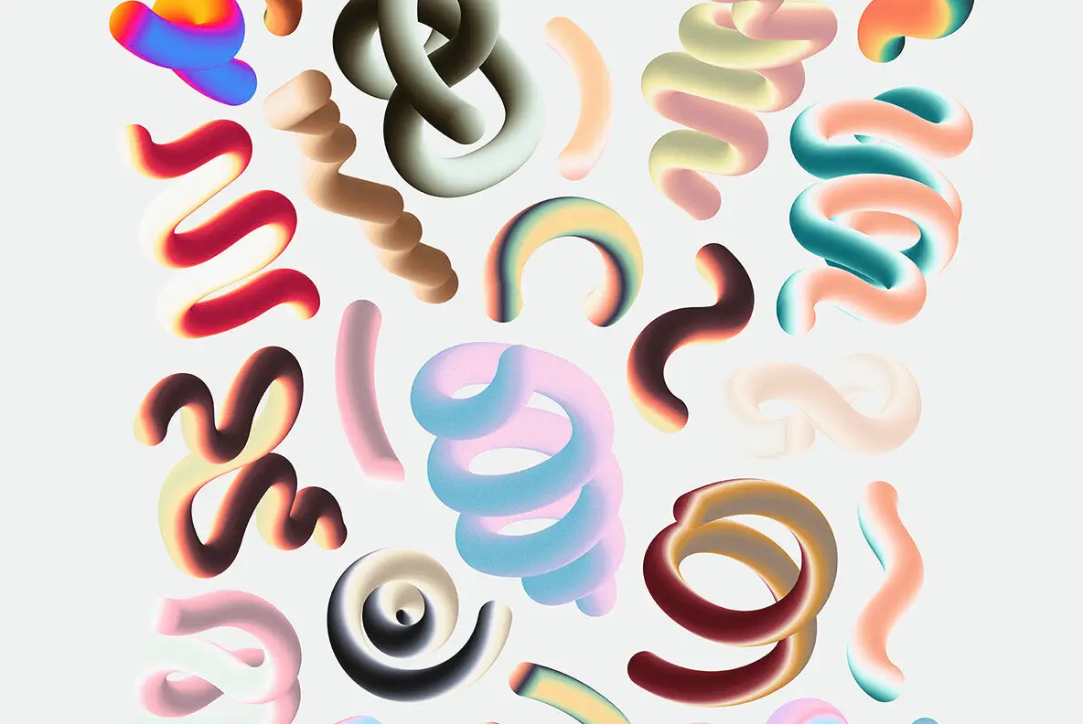 Gradient Textures Shapes - 3D Objects Letters Graphics - YouWorkForThem