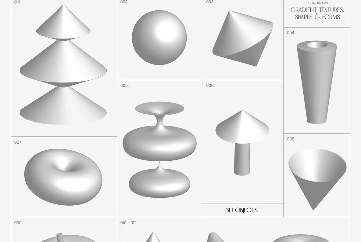 Gradient Textures Shapes - 3D Objects Letters Graphics - YouWorkForThem