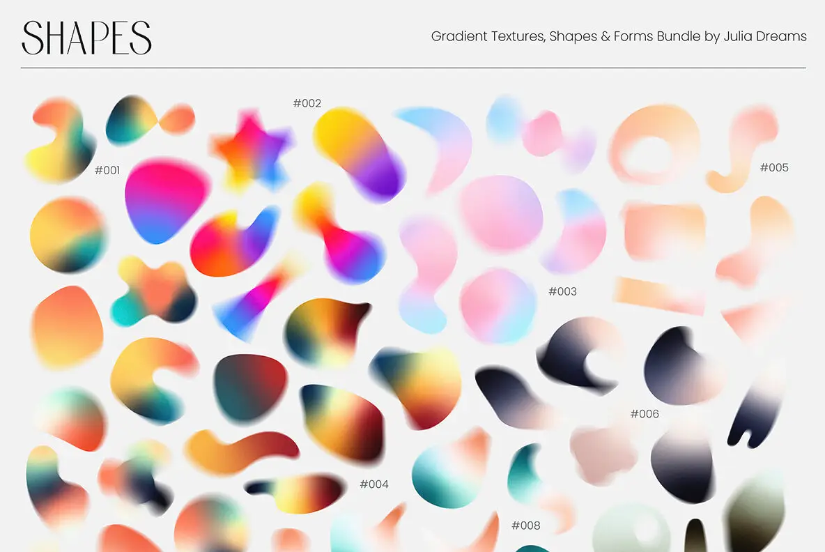 Gradient Textures Shapes - 3D Objects Letters Graphics - YouWorkForThem