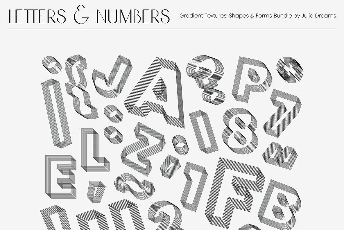 Gradient Textures Shapes - 3D Objects Letters Graphics - YouWorkForThem