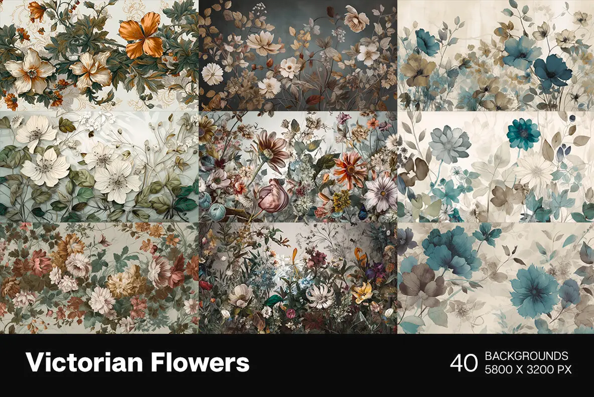 Flowers in Victorian Style Graphics - YouWorkForThem