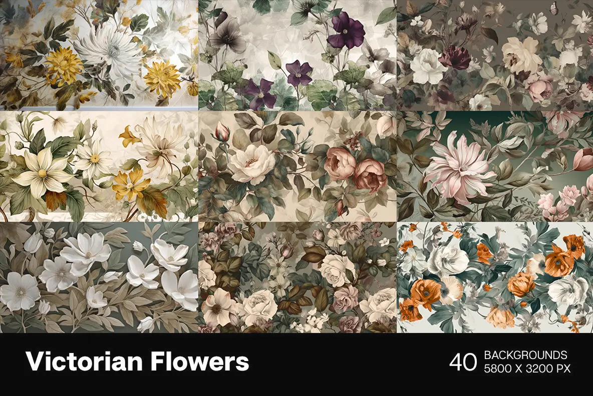 Flowers in Victorian Style Graphics - YouWorkForThem
