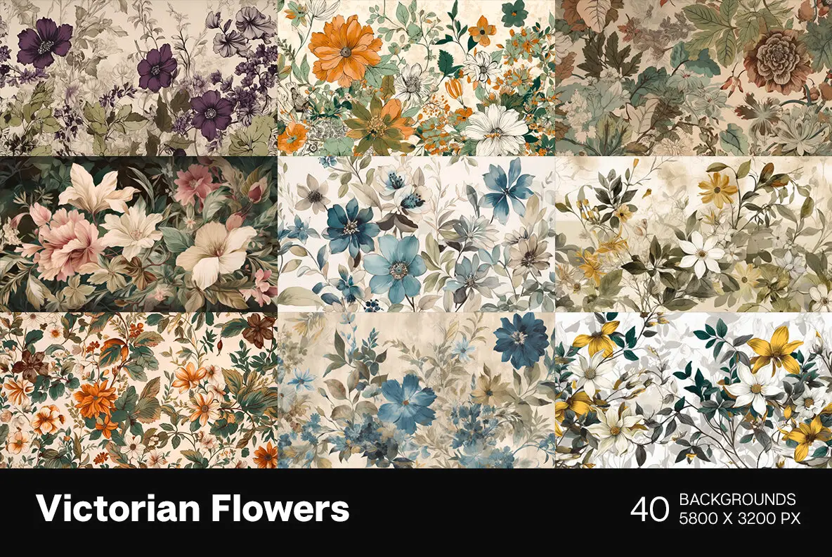 Flowers in Victorian Style Graphics - YouWorkForThem