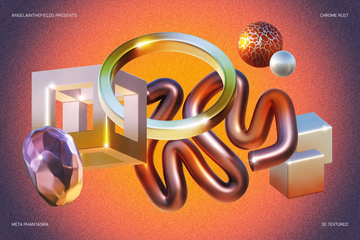 3D Chrome Rust Objects Graphics - YouWorkForThem