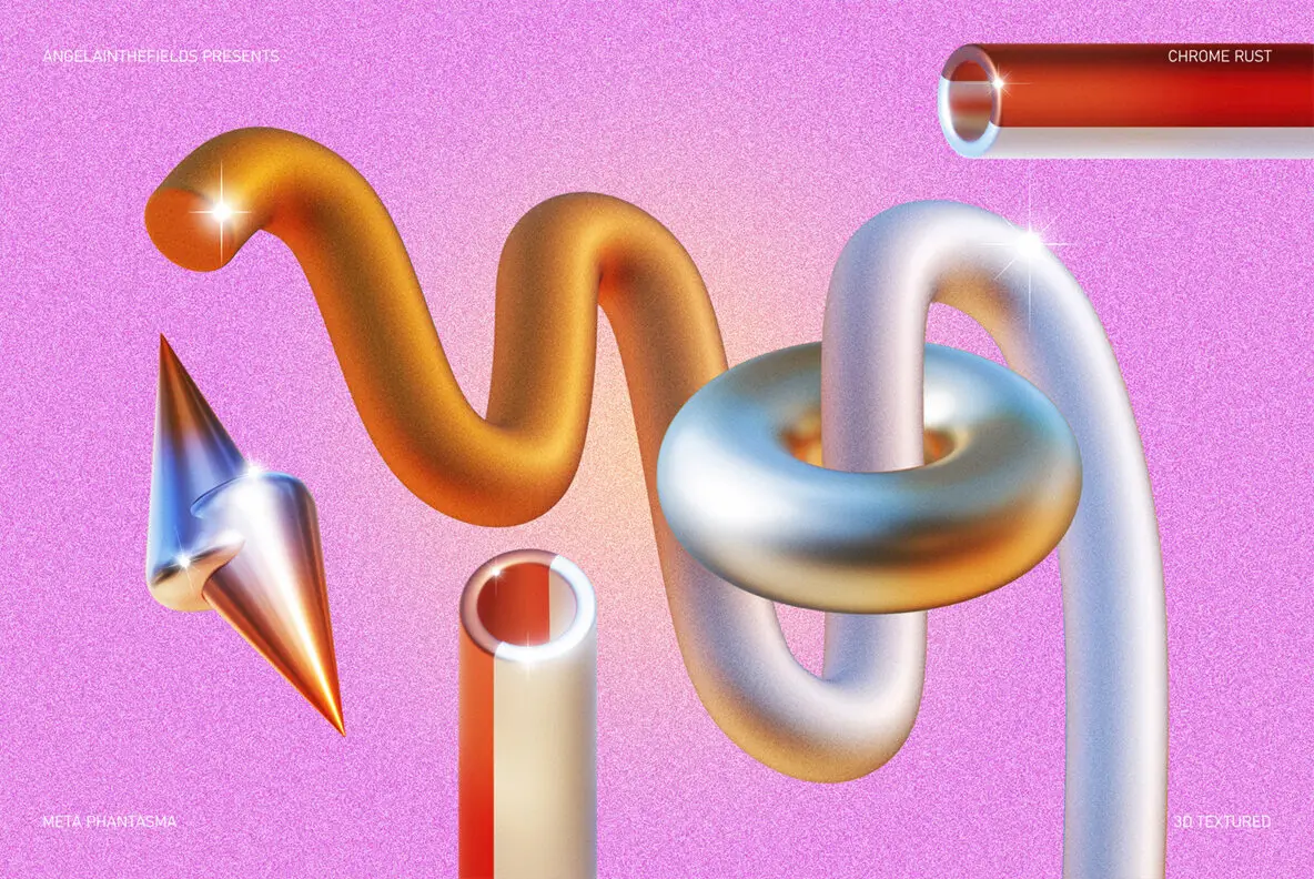 3D Chrome Rust Objects Graphics - YouWorkForThem