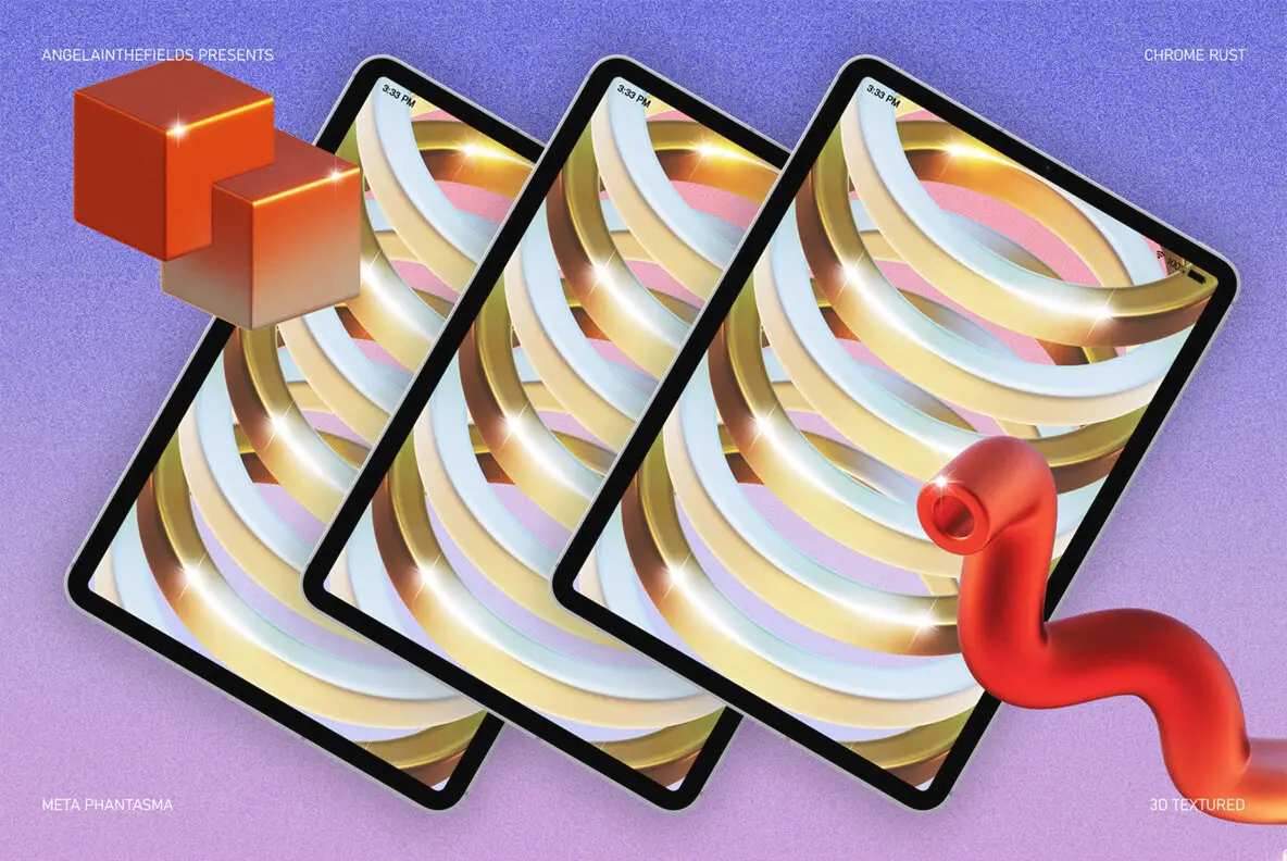 3D Chrome Rust Objects Graphics - YouWorkForThem