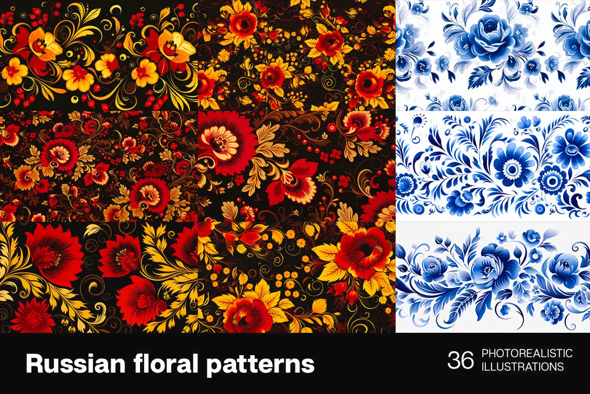 Russian Floral Patterns Graphics - YouWorkForThem
