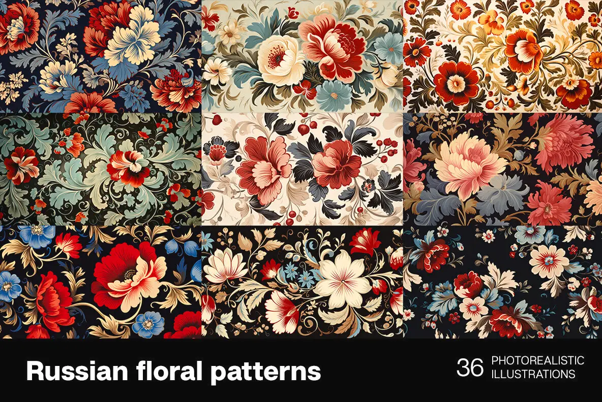 Russian Floral Patterns Graphics - YouWorkForThem