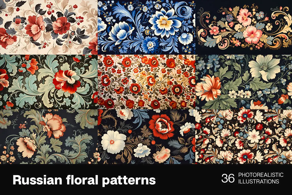 Russian Floral Patterns Graphics - YouWorkForThem