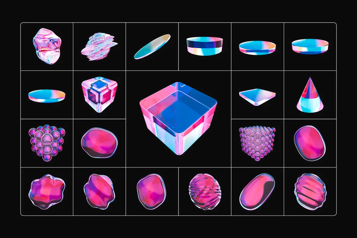 Fluid Glass 3D Shapes Graphics - YouWorkForThem