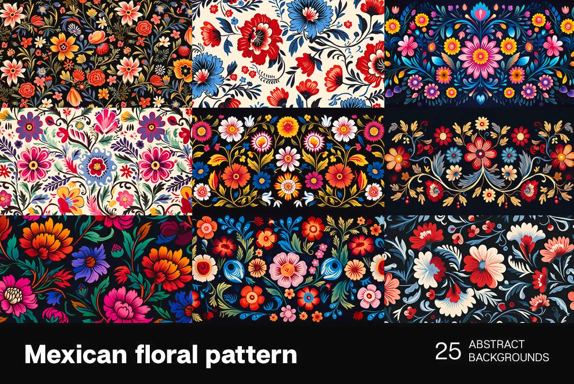 Mexican floral pattern Flourishes - YouWorkForThem
