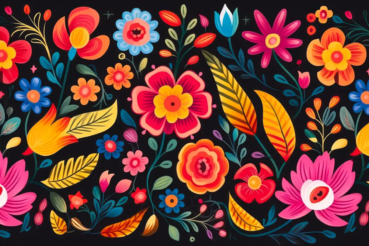 Mexican floral pattern Flourishes - YouWorkForThem
