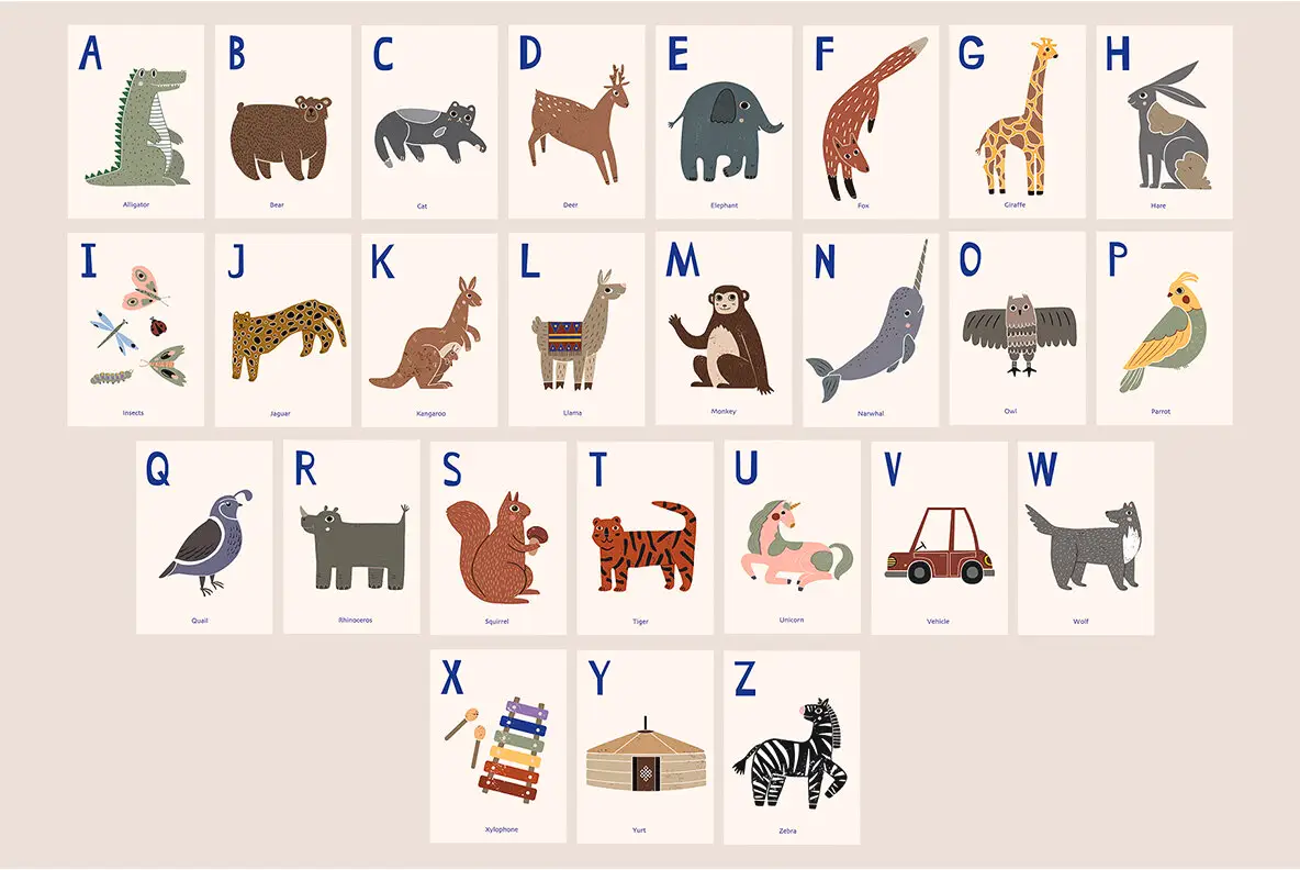Cute Animals Alphabet Clipart Graphics - YouWorkForThem