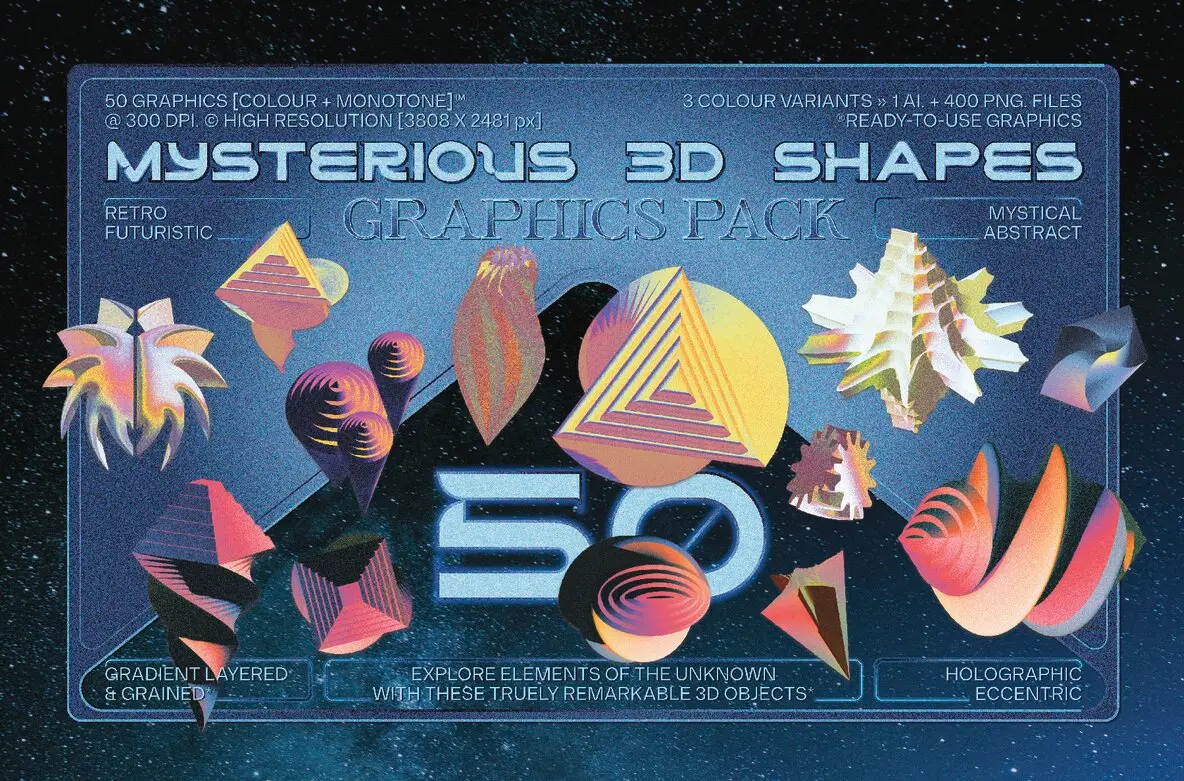 Mysterious 3D Shapes Graphics Pack Graphics - YouWorkForThem