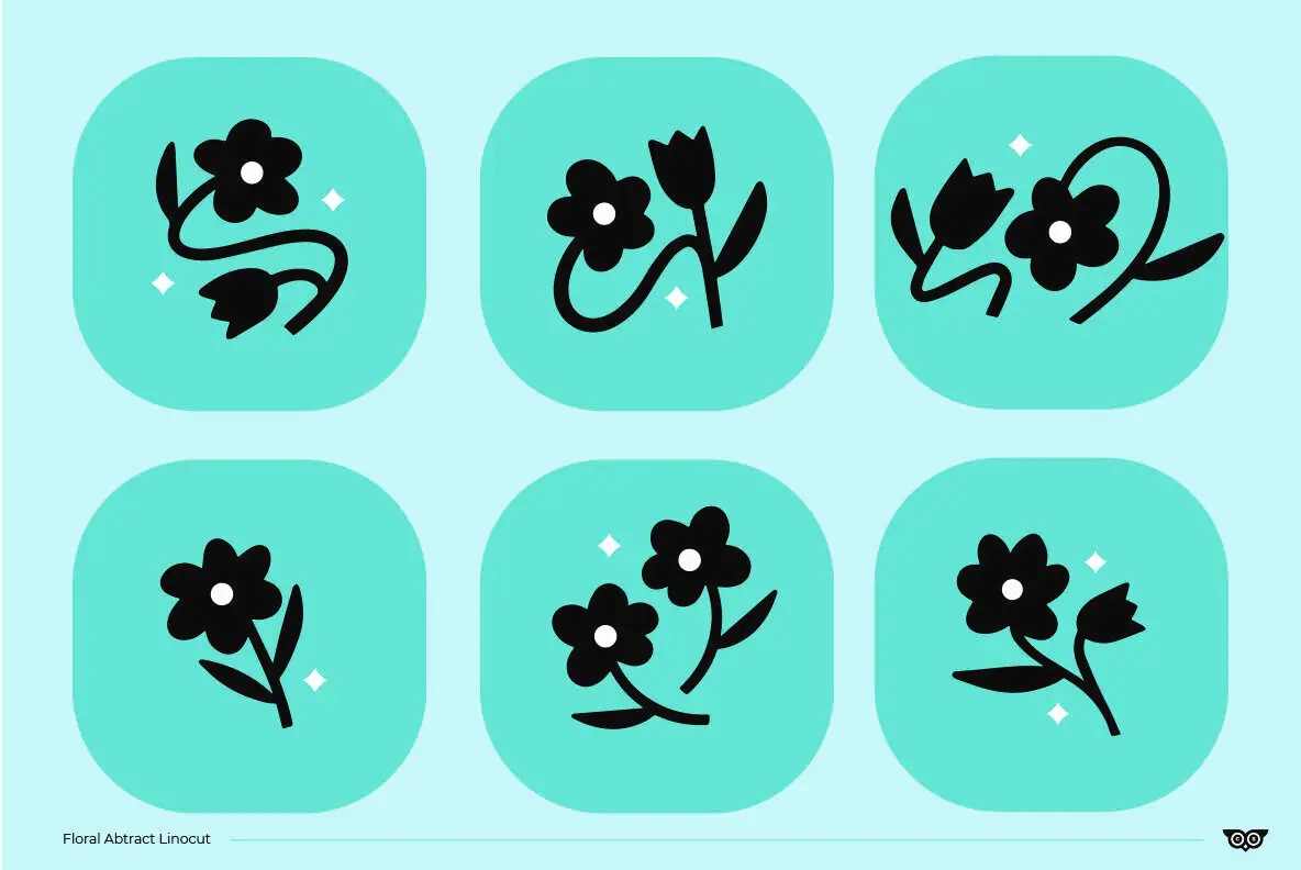 Floral Abstract Linocut Graphics - YouWorkForThem