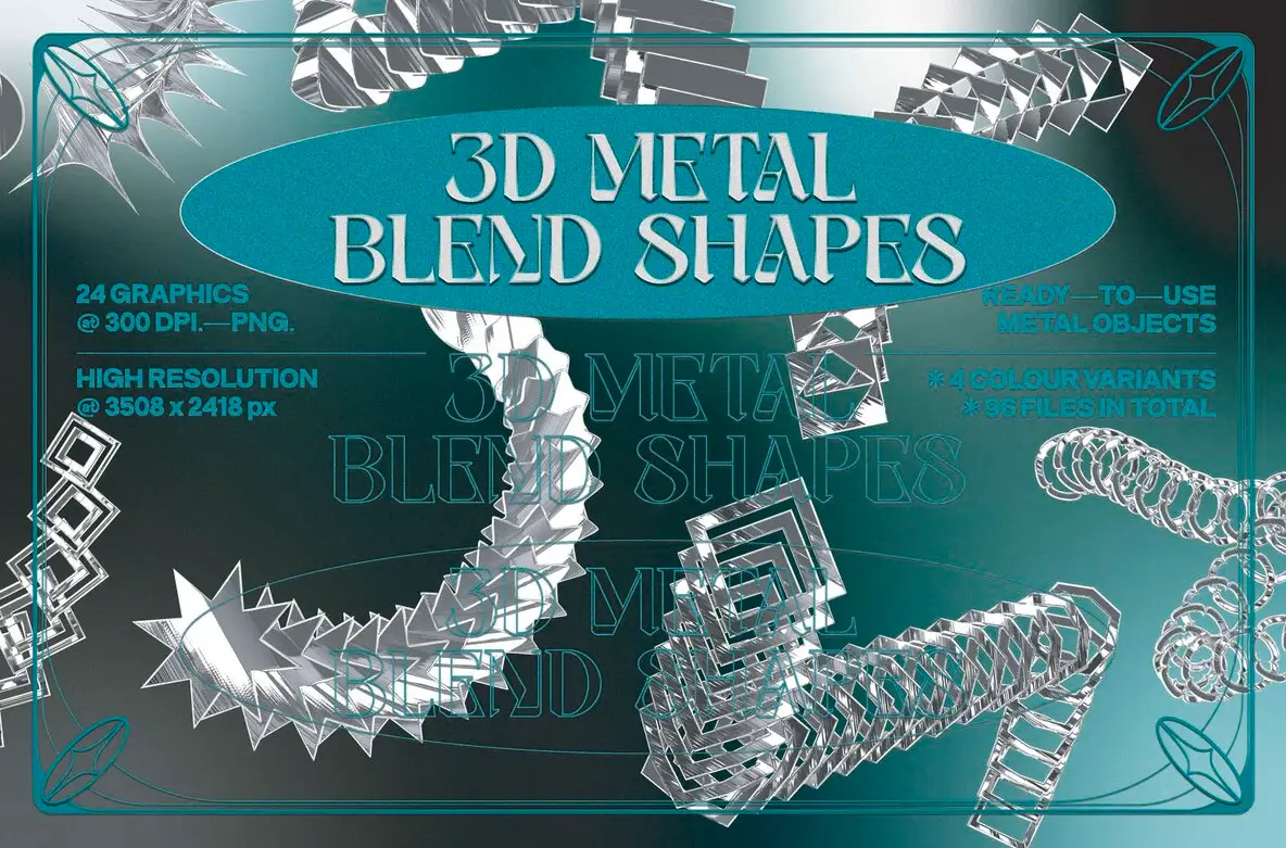 3D Metal Blend Shapes Graphics - YouWorkForThem