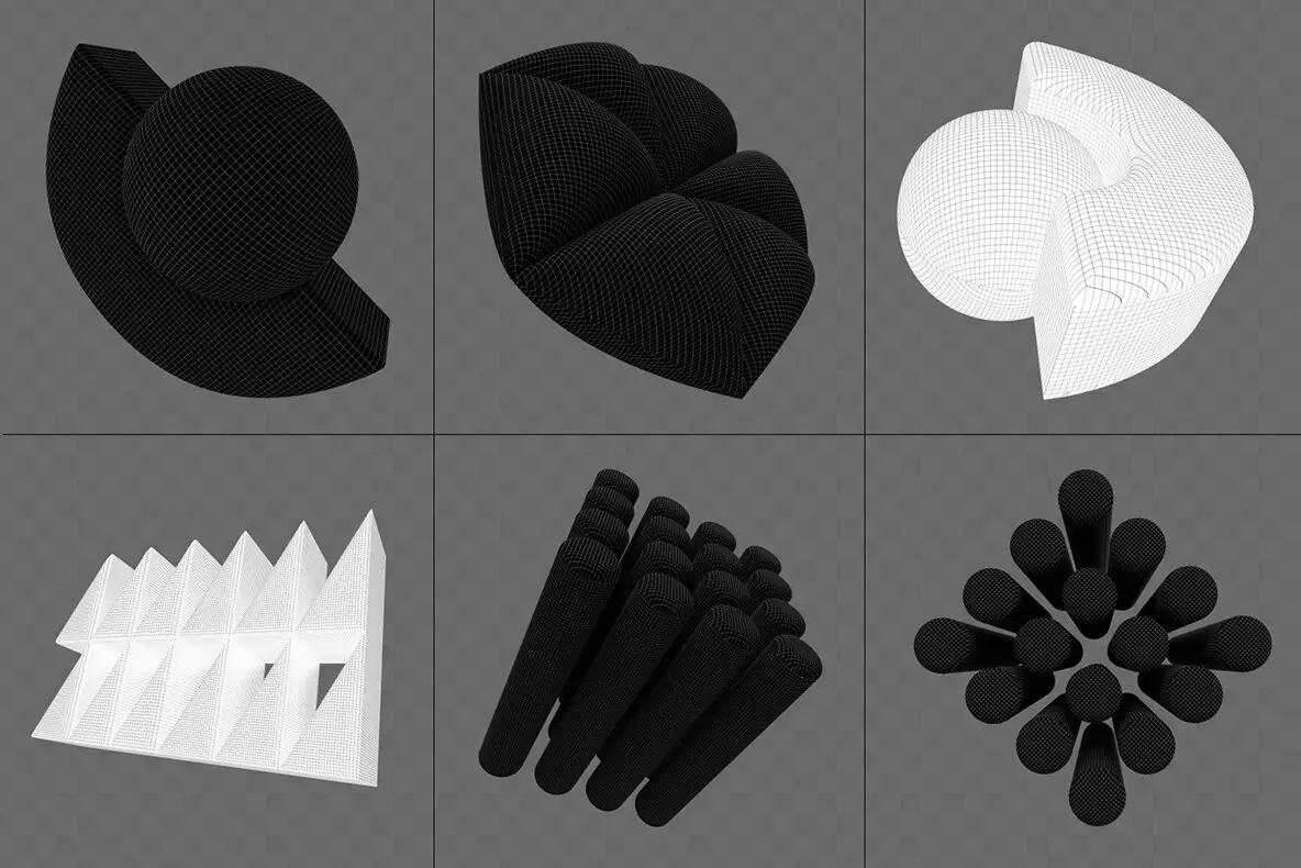 390 Lines Dots 3D Shapes Graphics - YouWorkForThem