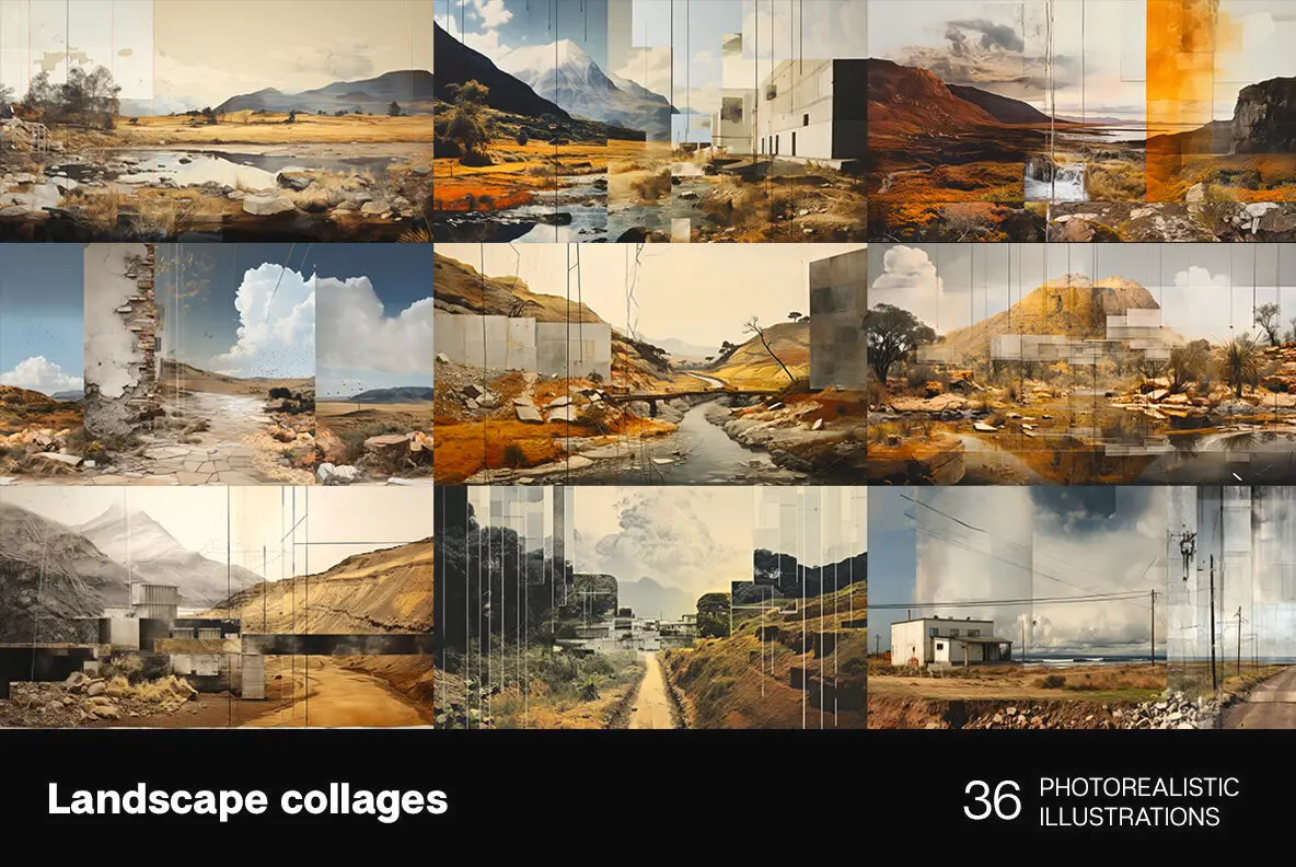 Landscapes collages Graphics - YouWorkForThem