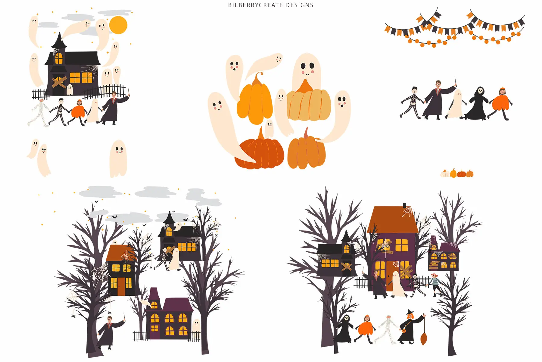 Halloween night clip art set Graphics - YouWorkForThem