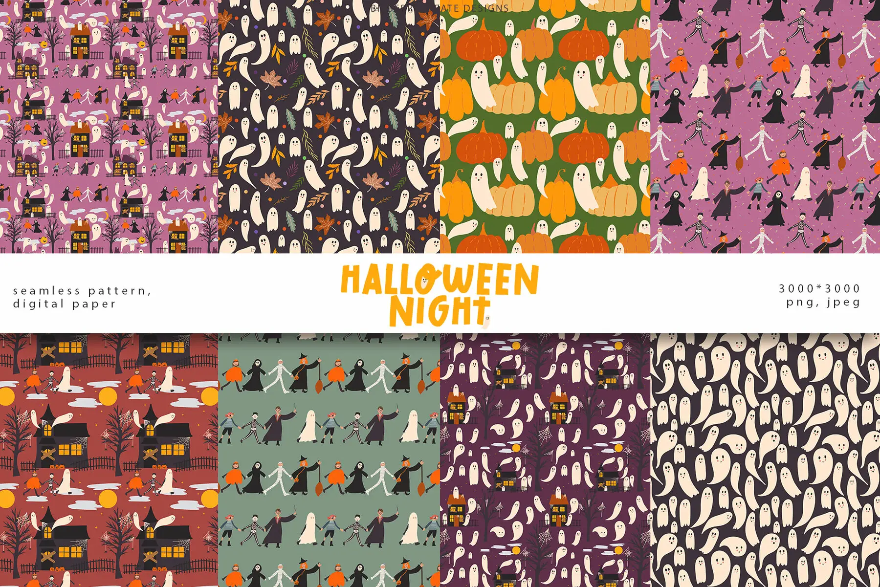 Halloween night clip art set Graphics - YouWorkForThem