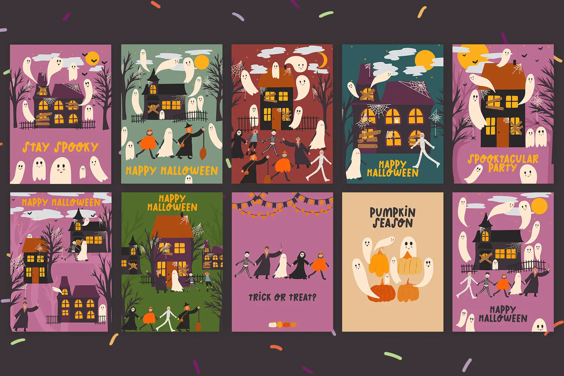 Halloween night clip art set Graphics - YouWorkForThem