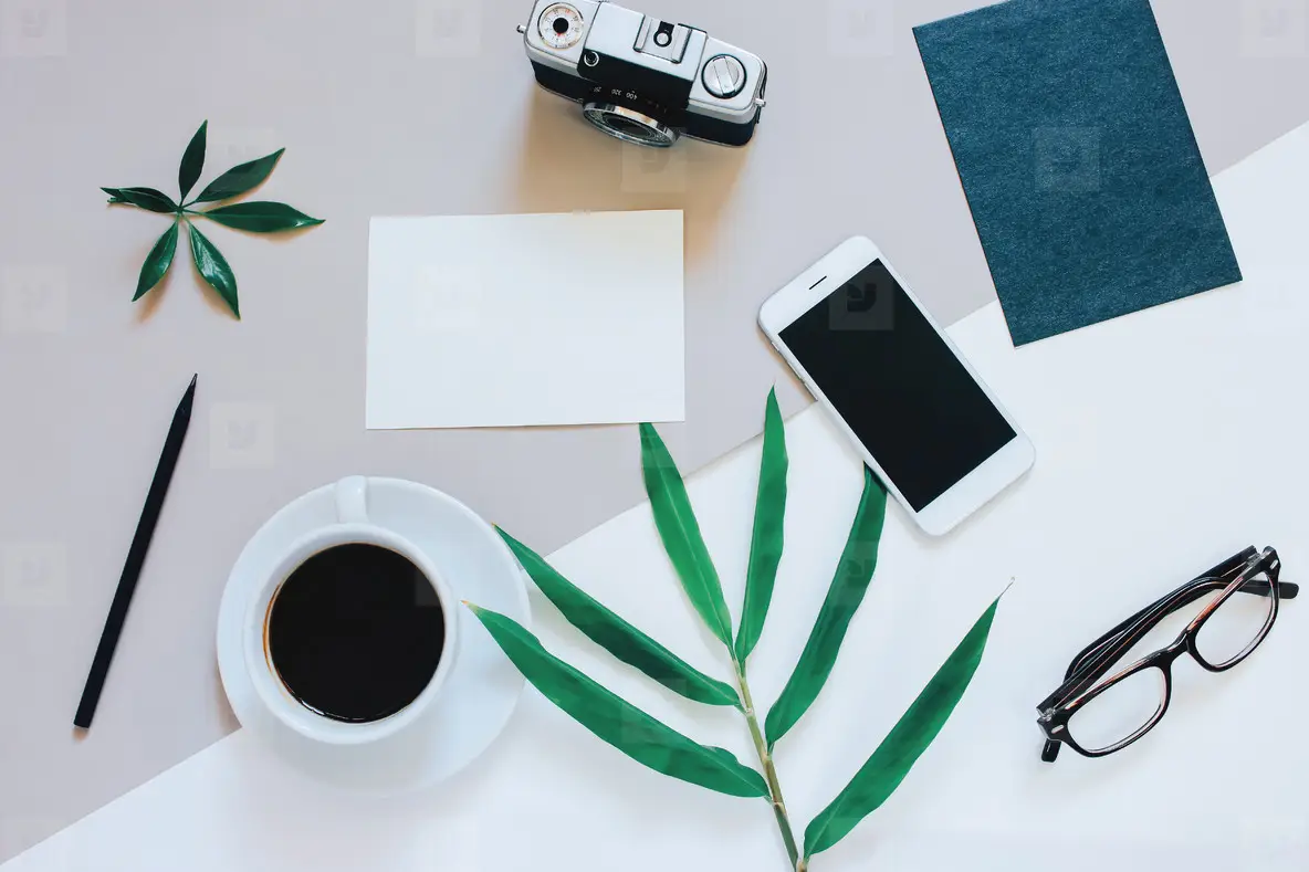 Creative Flat Lay Of Workspace Photo (104387) - YouWorkForThem