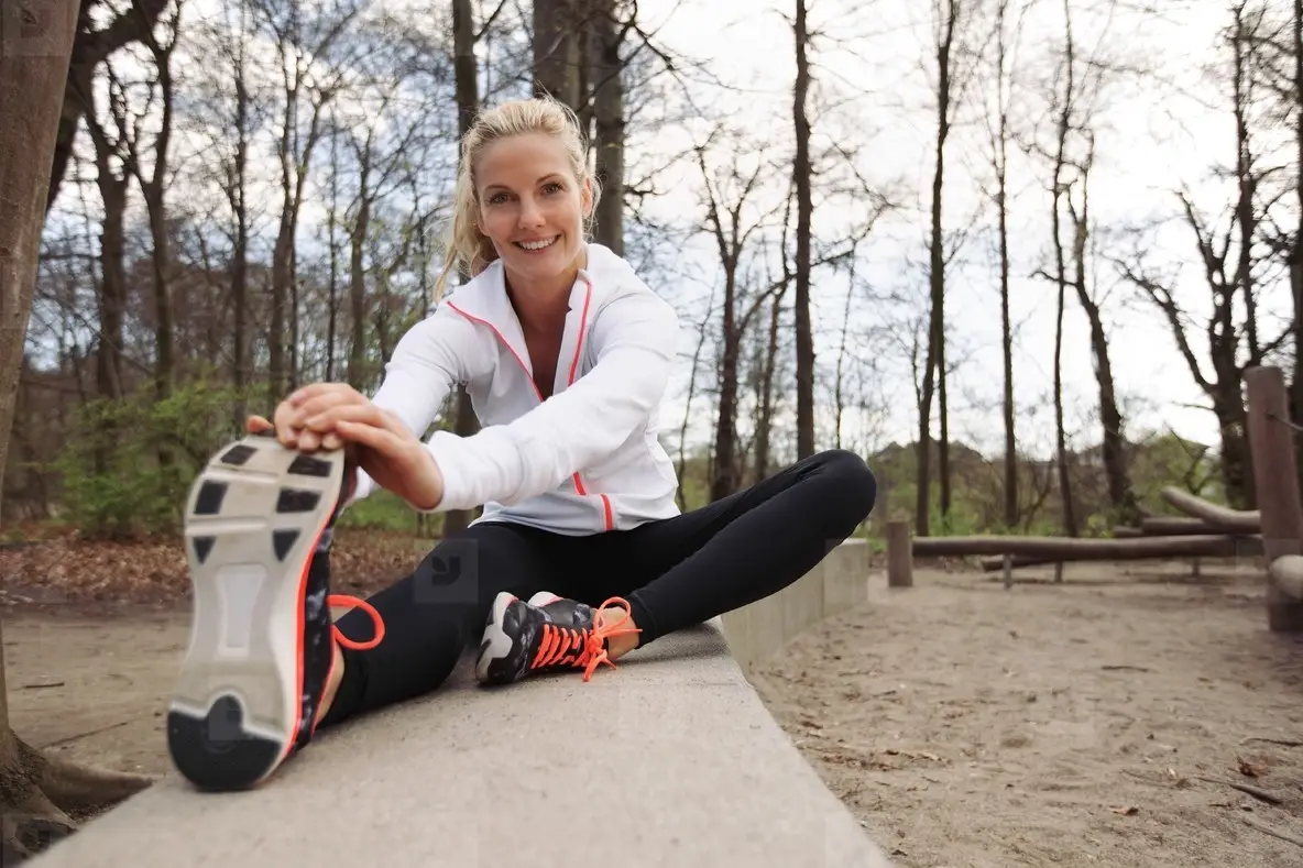 Happy Young Lady Working Out In Nature Photo (121880) - YouWorkForThem